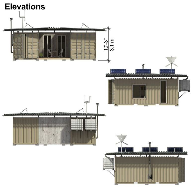 Two 20ft Shipping Containers House Floor Plans with 2 Bedrooms